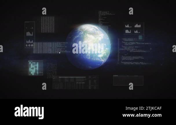 Satellite view of rotation planet Earth in space. Visual effects ...