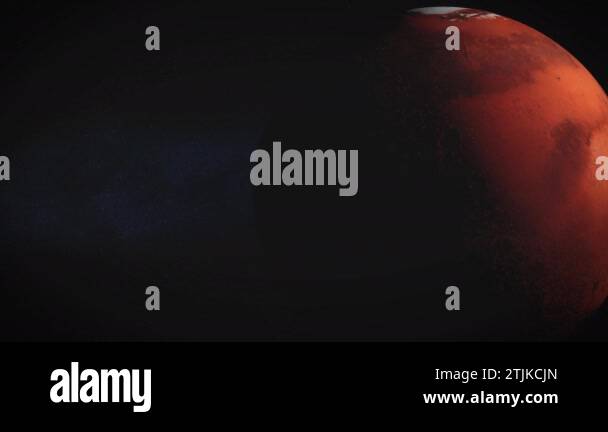 Fly around red planet in space. Revealing augmented reality data ...