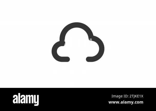 Animated cloud upload line ui icon. Data storage. Encrypting data. Seamless loop HD video with ...