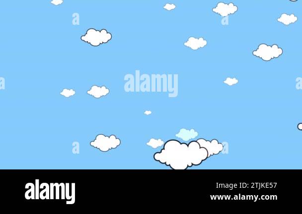4K Cloudy sky animation. Animated Clouds timelapse Isolated on blue ...