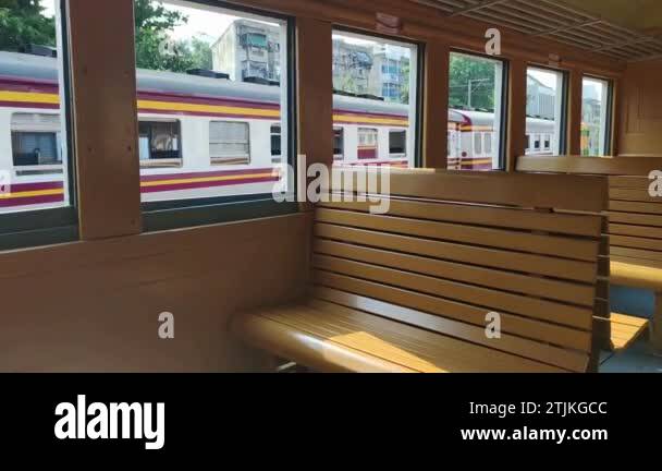 Seats on the Thai Vintage 3rd Class Train. Inside Retro Cabin Car at ...