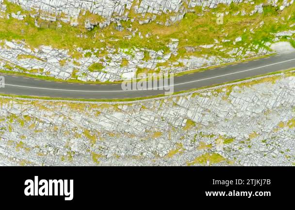 Spectacular aerial top-down landscape in the Burren region of County ...