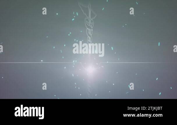 Animation of dna helix, xray, nerves receptors and graph over caduceus ...