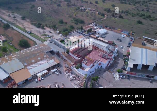 birds eye view drone of a discotheque club at daytime summer 2022. 4k ...
