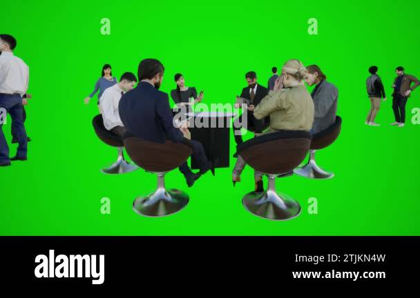 3D animation of a meeting of Europeans and Africans talking while ...