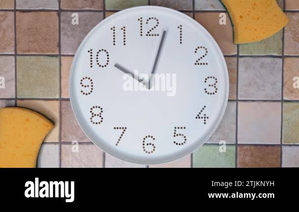 10 oclock, morning. Cleaning time. Clockwise movement of clock hands ...