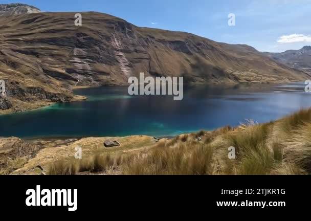 Road trip in the Peruvian Andes. High altitude mountains trip by car ...