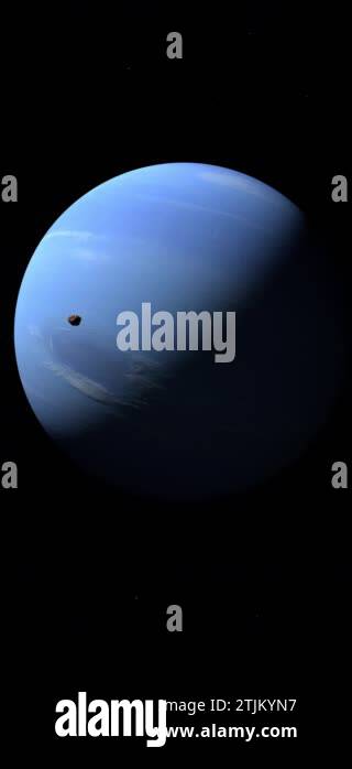 Proteus moon orbiting around Neptune planet. 4K Vertical Stock Video ...