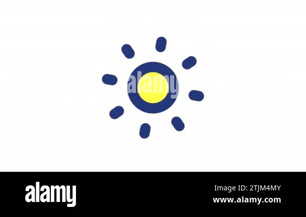 Animated light mode color ui icon. Daytime theme. Adjust screen brightness. Seamless loop HD ...