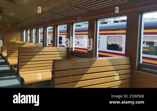 Seats on the Thai Vintage 3rd Class Train. Inside Retro Cabin Car at ...