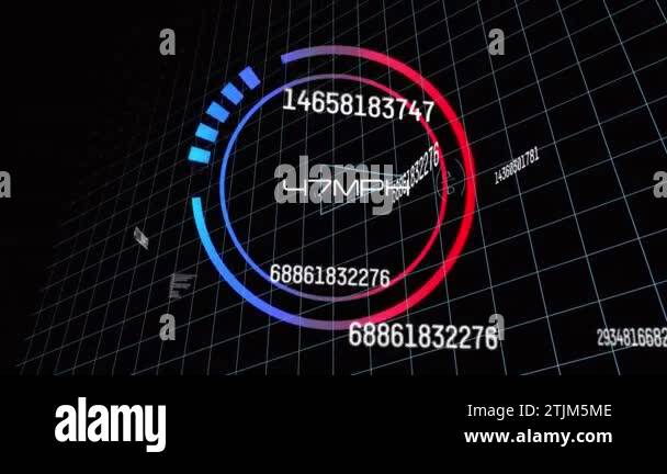 Animation of multiple changing numbers over speedometer against ...