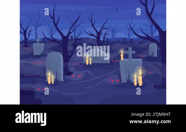 Animated haunted tombs illustration. Evil ghosts with red eyes. Spooky ...