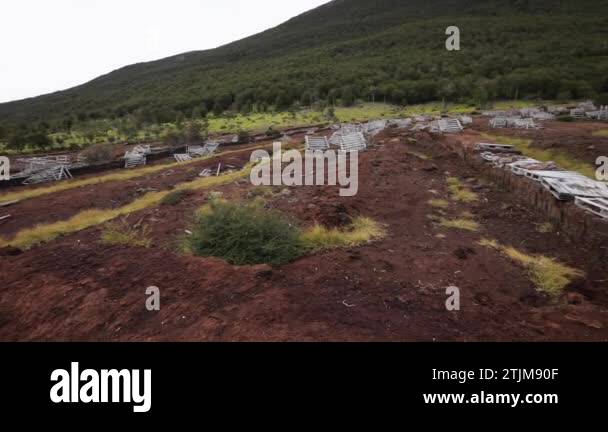 Environmental damage. View of an abandoned factory of natural peat bog ...