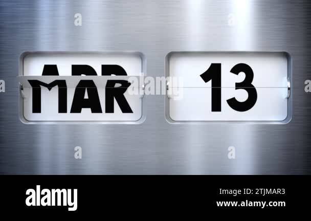 Modern flip calendar turning through months and days of a year ...