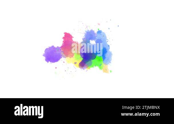 fluid ink splash transition on a white background. watercolor paint ...
