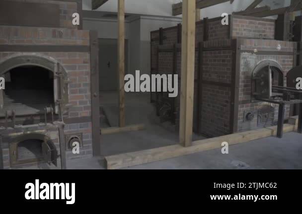 Crematorium at Dachau Concentration camp in Germany. Memorial Site ...