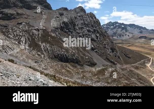 Road trip in the Peruvian Andes. High altitude mountains trip by car ...