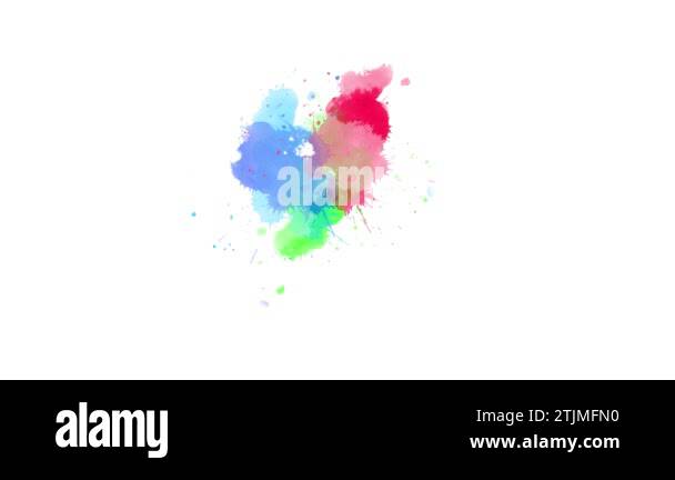 fluid ink splash transition on a white background. watercolor paint ...