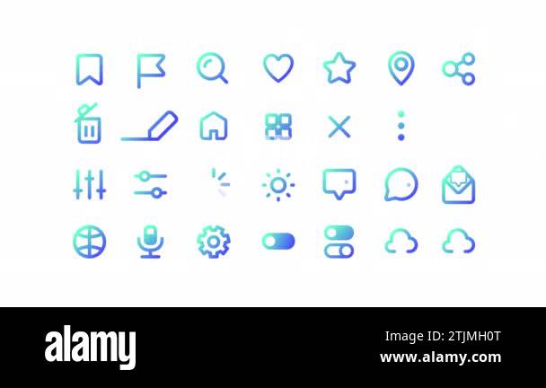 Animated interface gradient ui icons. Smartphone navigation. Settings. Seamless loop HD video ...
