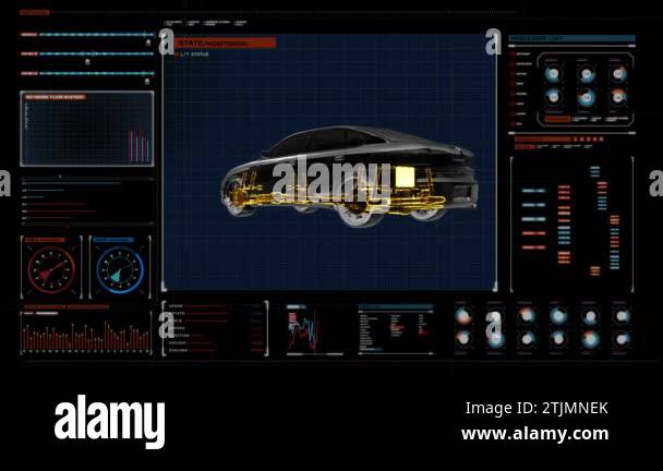 Automobile Technology. Drive shaft system, Engine, interior seat. X-ray ...