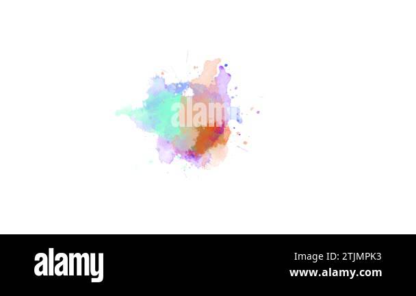 ink splatter transition effect animation. watercolor black ink splatter compositing. Abstract ...