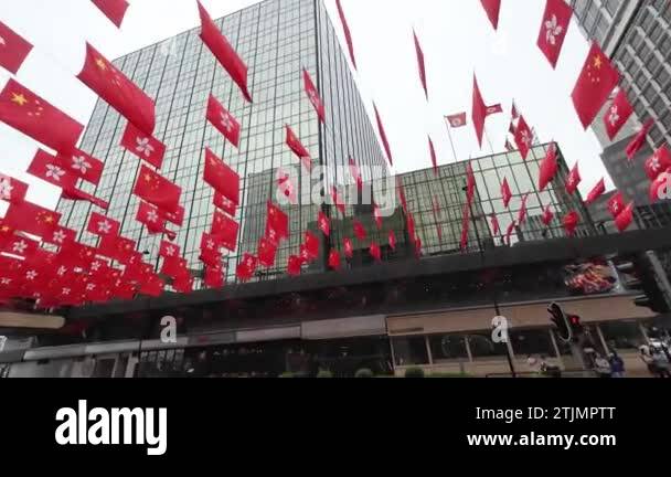 Flags Displayed ahead of anniversary of HK handover, July 1 2023 Stock Video Footage - Alamy