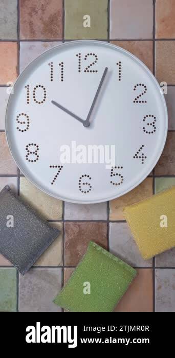 10 oclock, morning. Cleaning time. Clockwise movement of clock hands ...