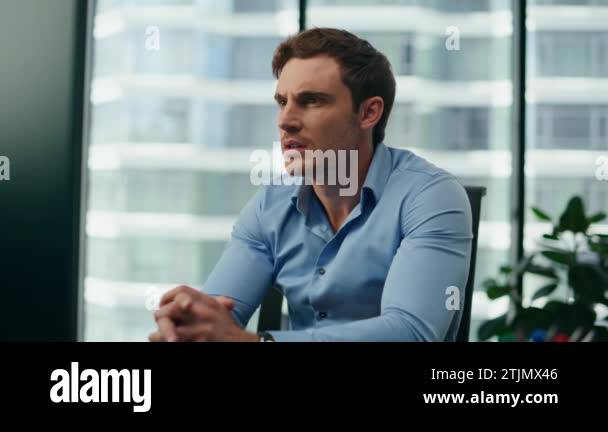 Stressed office worker feeling despair working at modern desk close up ...