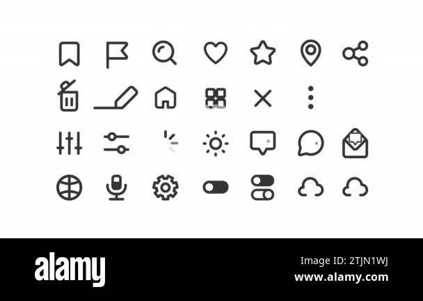 Animated interface line ui icons. Phone navigation. Settings. Seamless loop HD video with alpha ...