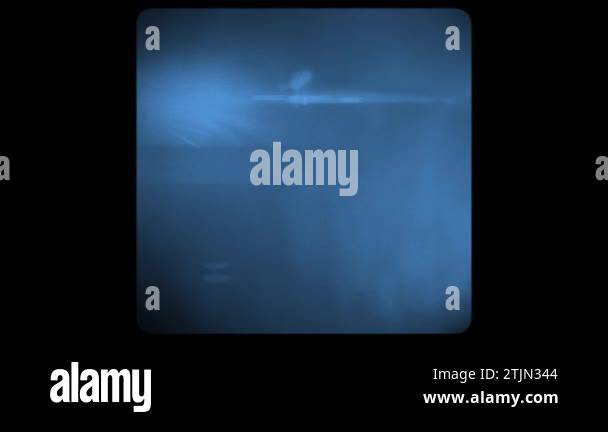 CRT television with blue light. Vintage VHS effect of an old cathode ...