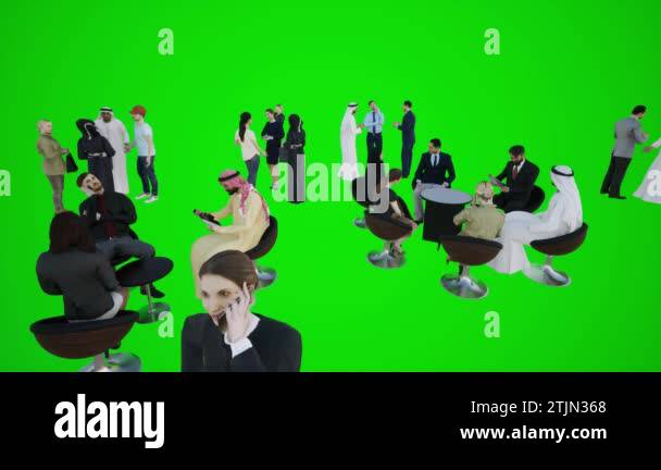 3D animation of a negotiation between Europeans and Arabs sitting ...
