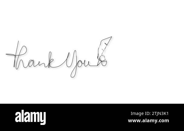 animated continuous single line drawing of hand with pen writing words ...