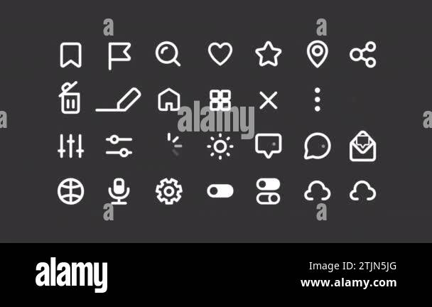Animated web white line ui icons. Smartphone navigation. Seamless loop HD video with alpha ...
