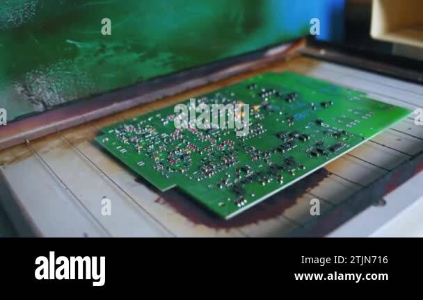 Full view of PCB - printed circuit board. Stages of SMD surface-mount ...