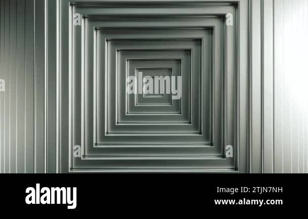 Abstract pattern of concentric metal square rings displacement. Clean ...