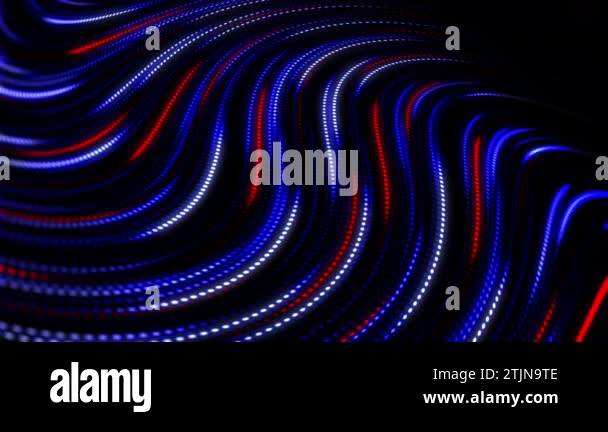 Motion dark blue lines with red glowing dots. Wavy pattern. Digital ...