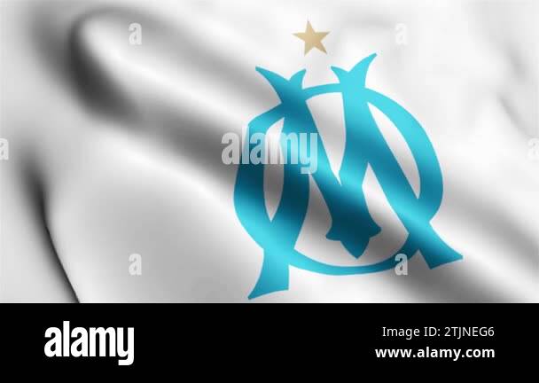 Olympique de Marseille Flag video waving in wind. Olympique de Marseille Flag Wave Loop waving ...