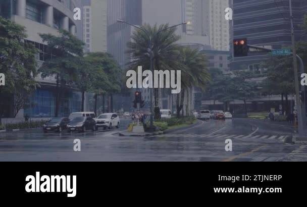 Daily Life In Makati District In Rainy Season, Manila, Philippines ...