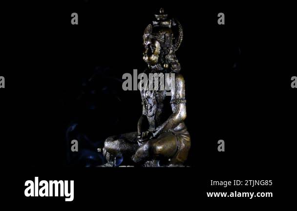 Hanuman image, monkey deity of Hindu religion, rotating at black ...