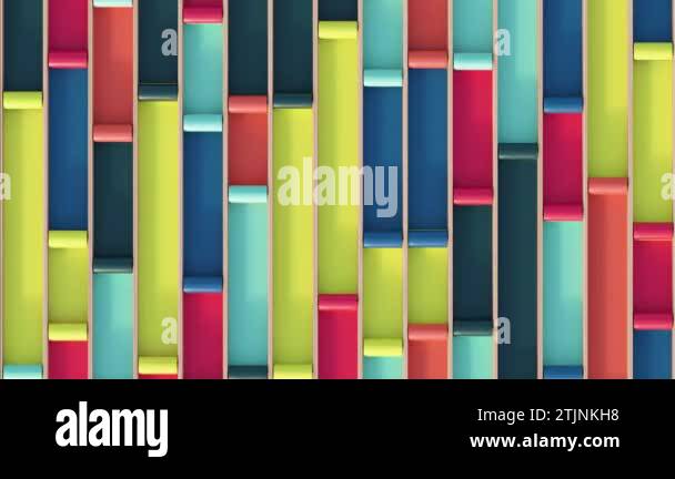 Colorful cylinders roll along lanes 3d looping animation. Conceptual ...