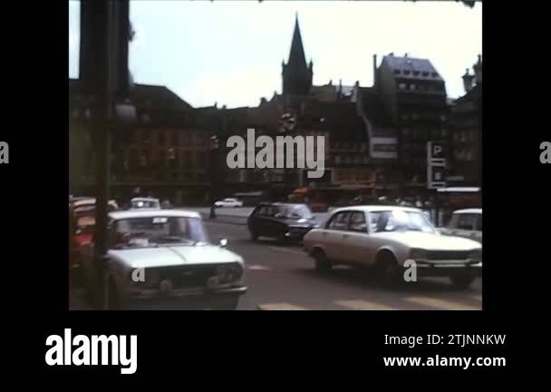 Colony , germany march 1970: square with traffic in a city in Germany ...