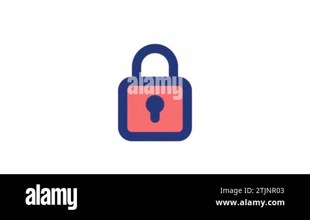 Animated lock color ui icon. Digital security and safety. Cybersecurity. Seamless loop HD video ...