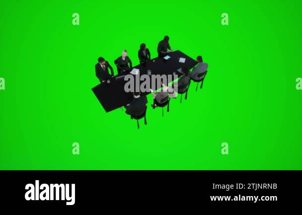 3D animation of African European judges talking to each other and ...