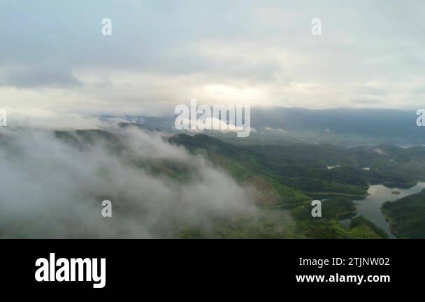 Aerial view of Ta Dung lake in early morning, which is as known as Ha ...