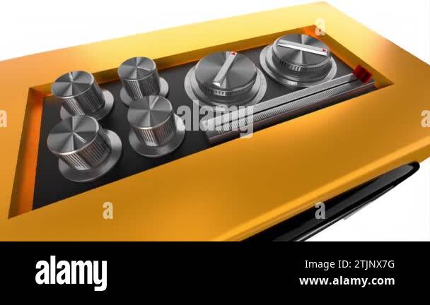 Vintage yellow TV receiver with green screen isolated on white ...