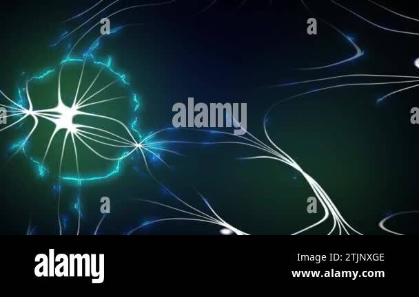 Green glow neurons texture with electric effect in shadow dark background. 2D computer rendering ...