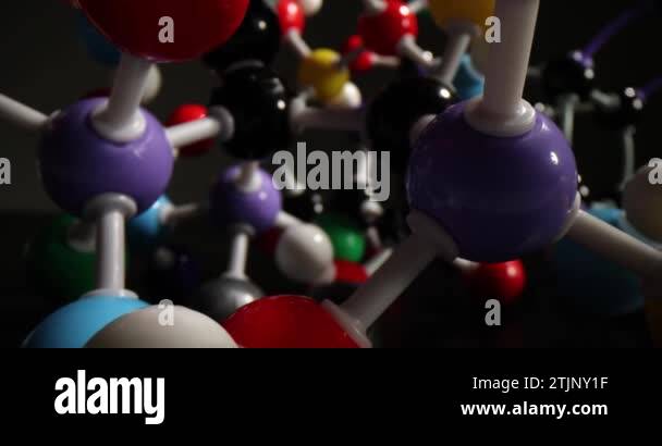 Plastic model of chemistry molecule for education on black background ...