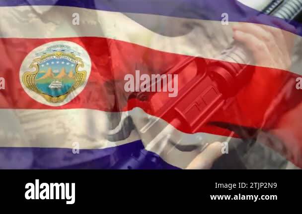 Animation of flag of costa rica over diverse soldiers. National ...