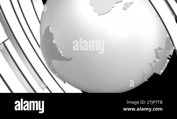 3D Rendering spinning globe sphere with circle geometry. Elegant and ...