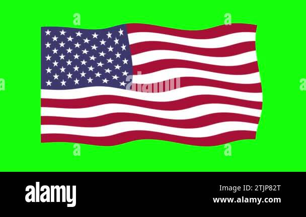 United States of America Waving Flag 2D Animation on Green Screen ...